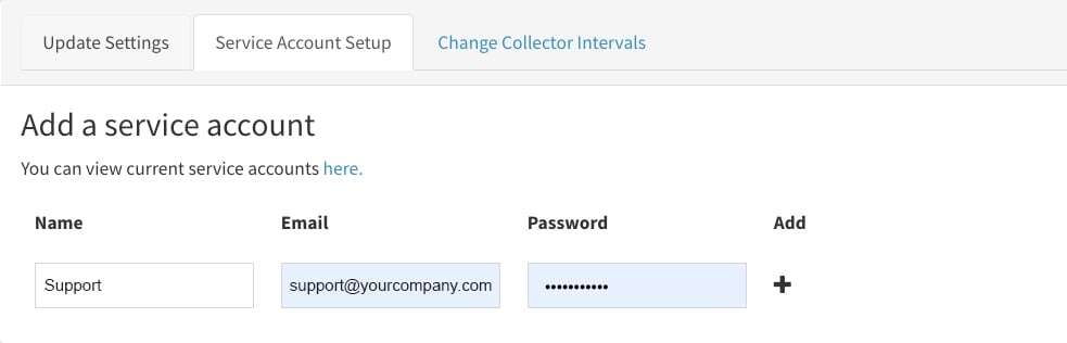 Service account setup